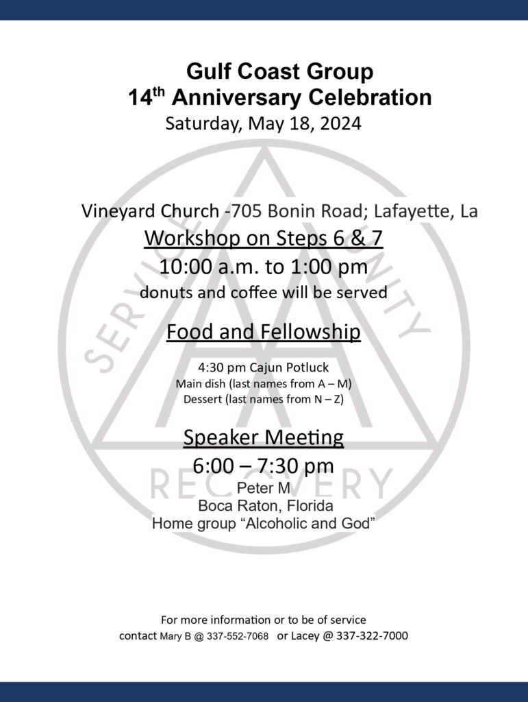 SPEAKER MEETING - Alcoholics Anonymous District 13E